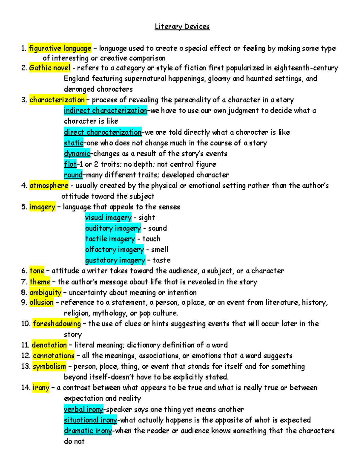 Literary Devices (1-53) (1) - Literary Devices figurative language ...