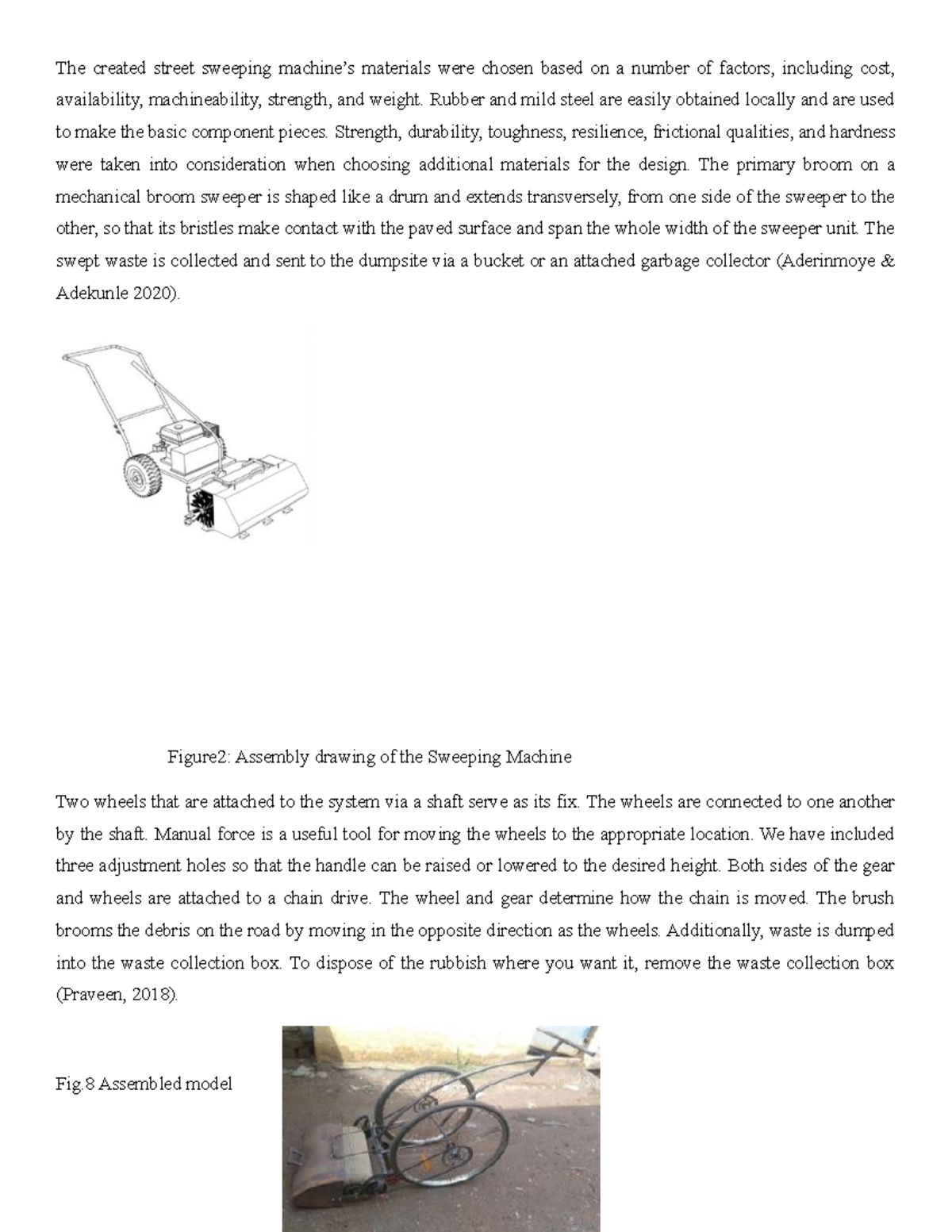 Capstone rrl - The created street sweeping machine’s materials were ...