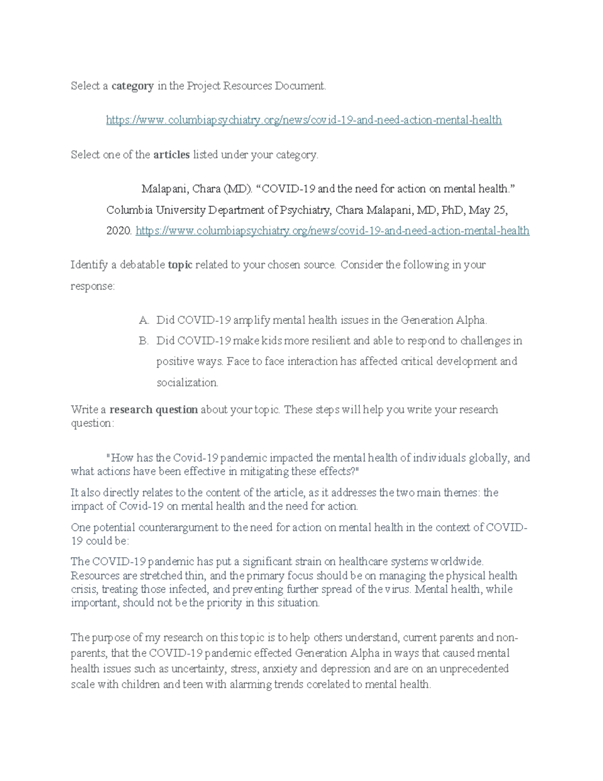 ENG 190 Module One Assignment - Select a category in the Project ...
