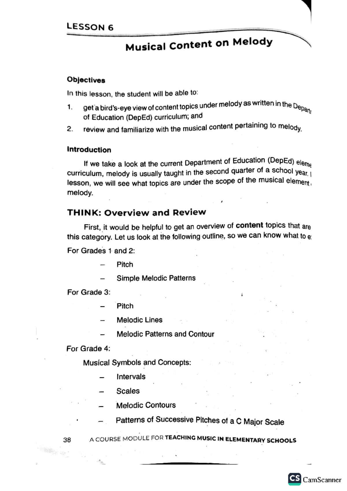 MUSIC 311 - LESSON 6 Musical Content on Melody Objectives In this ...