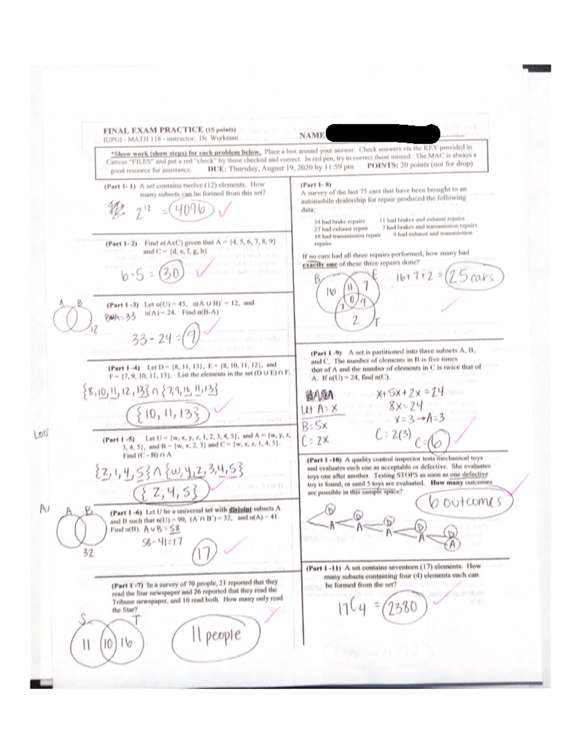 Final EXAM Practice - Workman - MATH-M 118 - Studocu