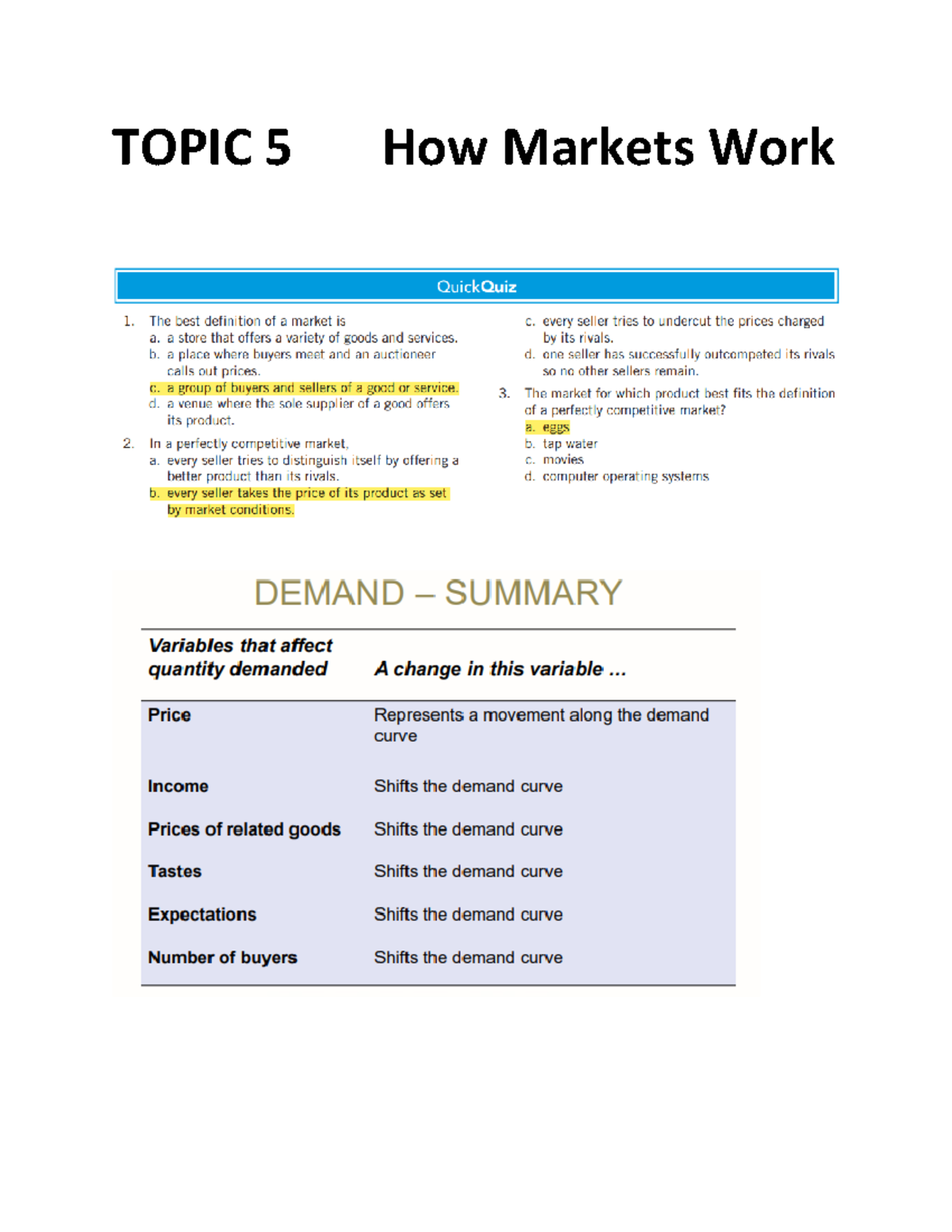 Topic 5 how market works - Principles of Macroeconomics - TOPIC 5 How ...