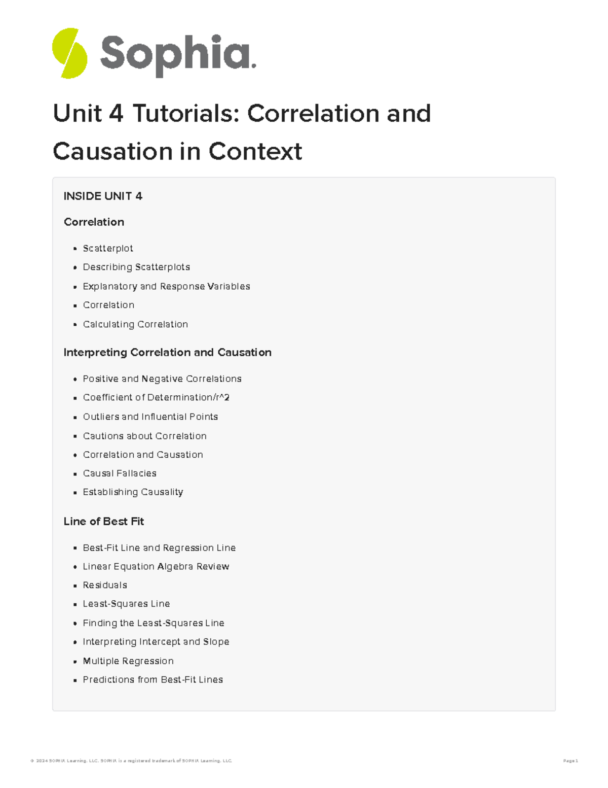 Unit 4 Tutorials Correlation And Causation In Context Unit 4 Tutorials Correlation And