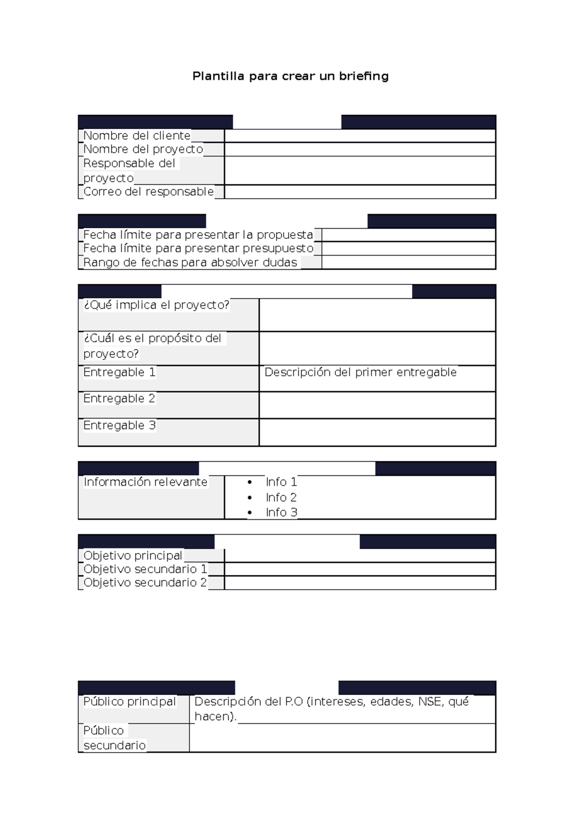Sesión 04 Plantilla-briefing - Plantilla para crear un briefing Datos ...