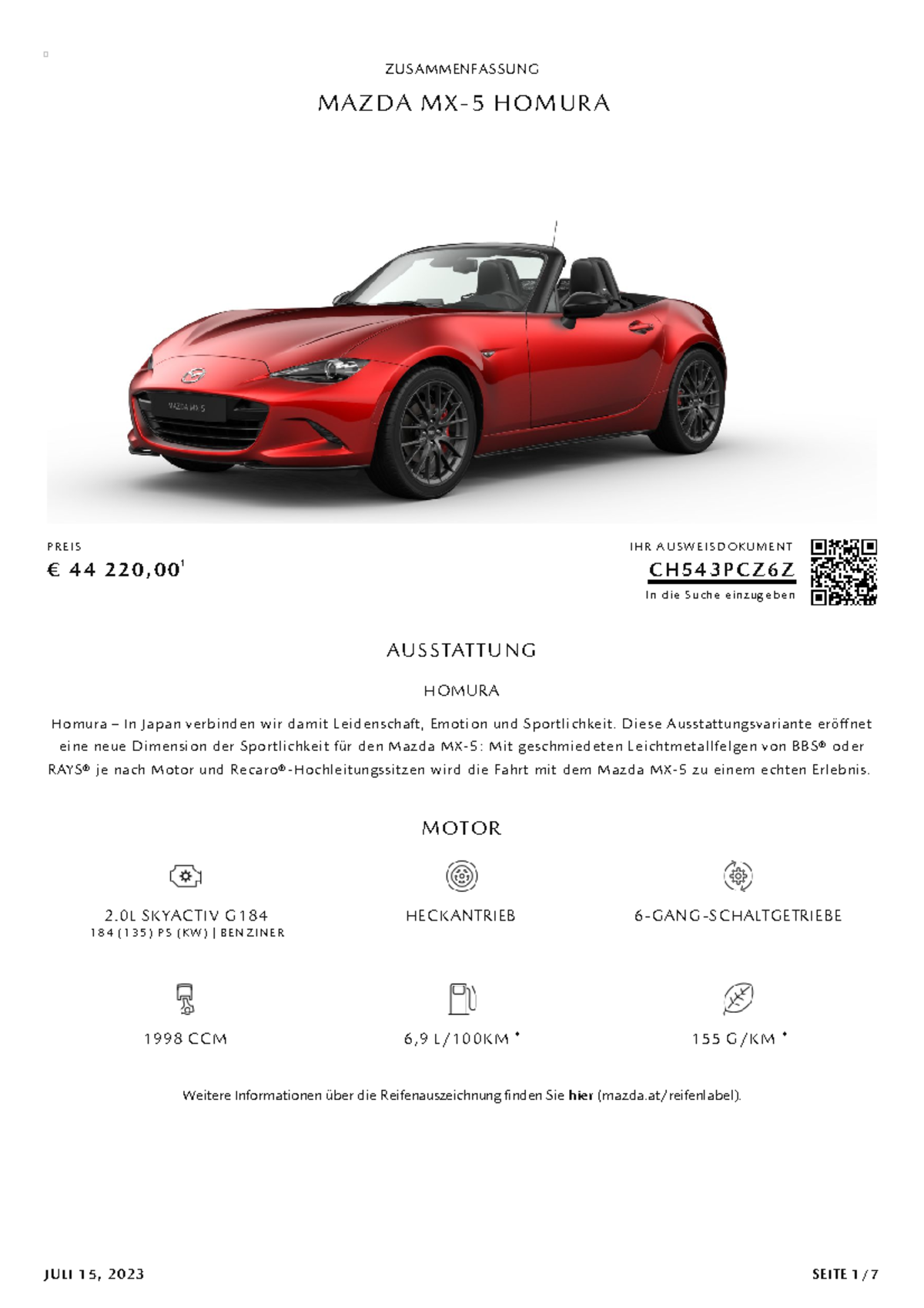 Mazda Car Configurator - AUS STATTUNG HOMURA Homura – In Japan ...