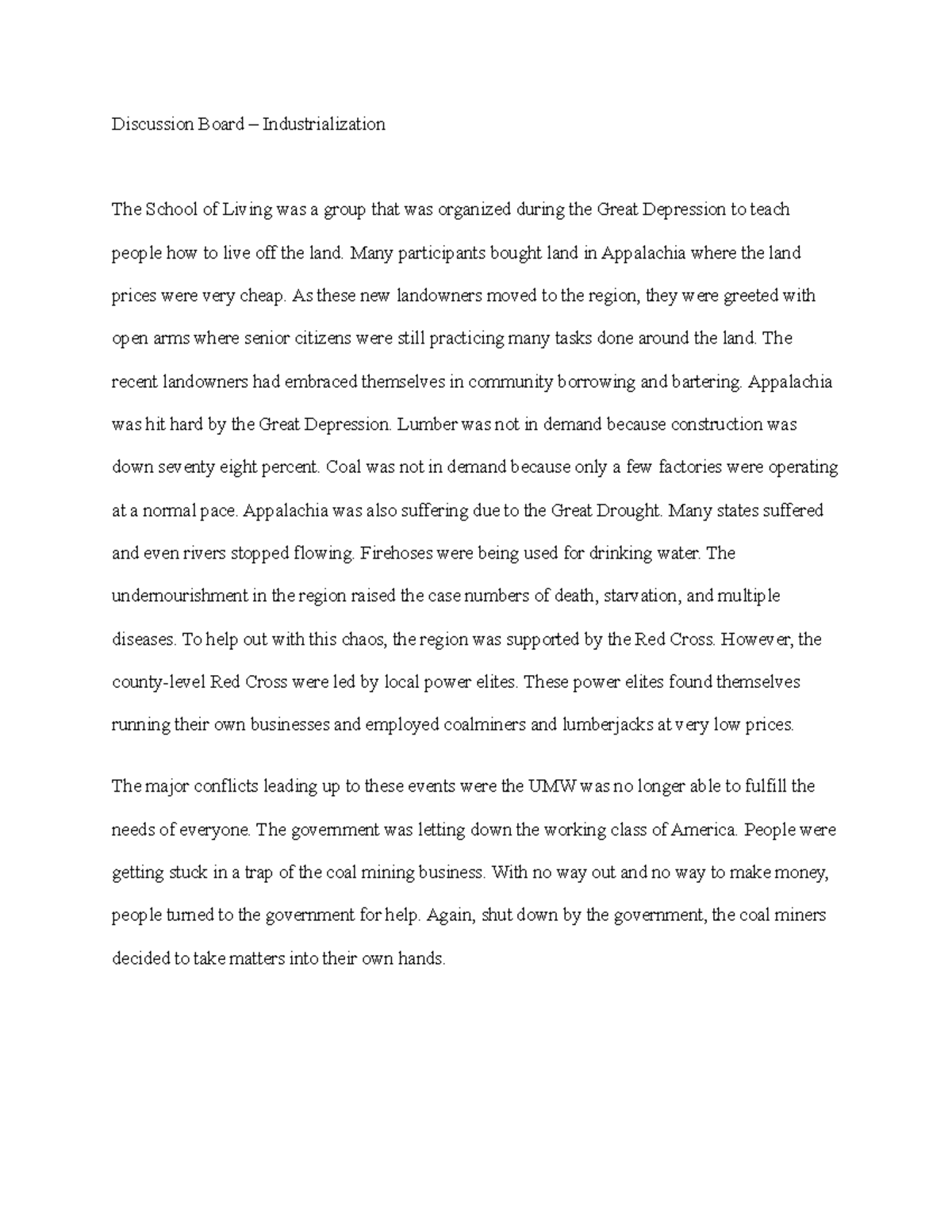 APP 200 - Discussion Board - Industrialization - Discussion Board ...