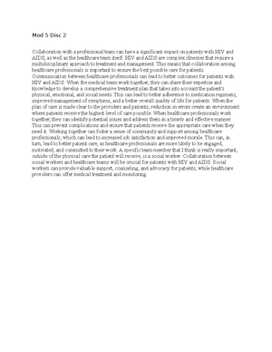 Mod 3 Disc 1 complex care - Mod 3 Disc 1 I think some of my main ...