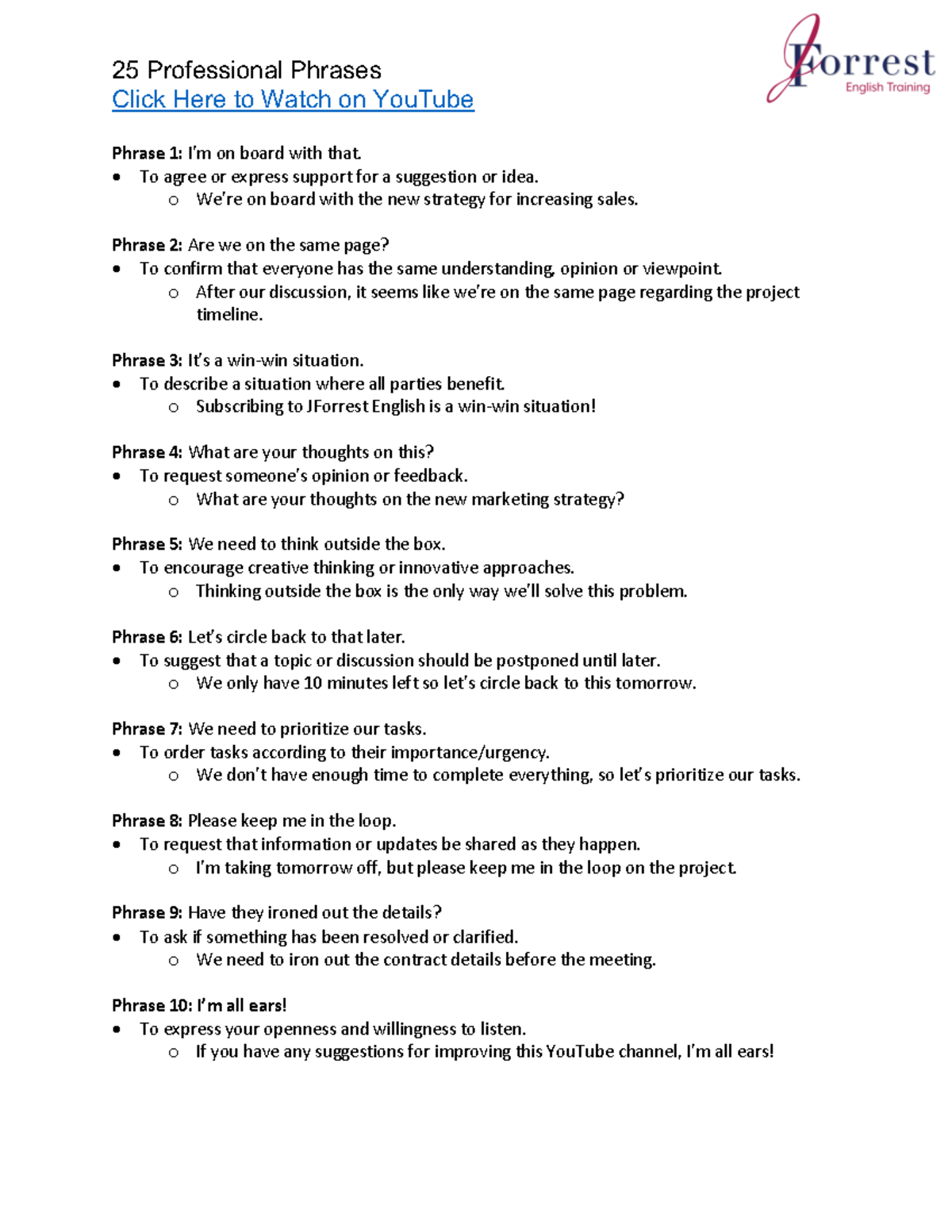 75 Phrases For Your Daily Life by JForrest English - ####### 25 ...