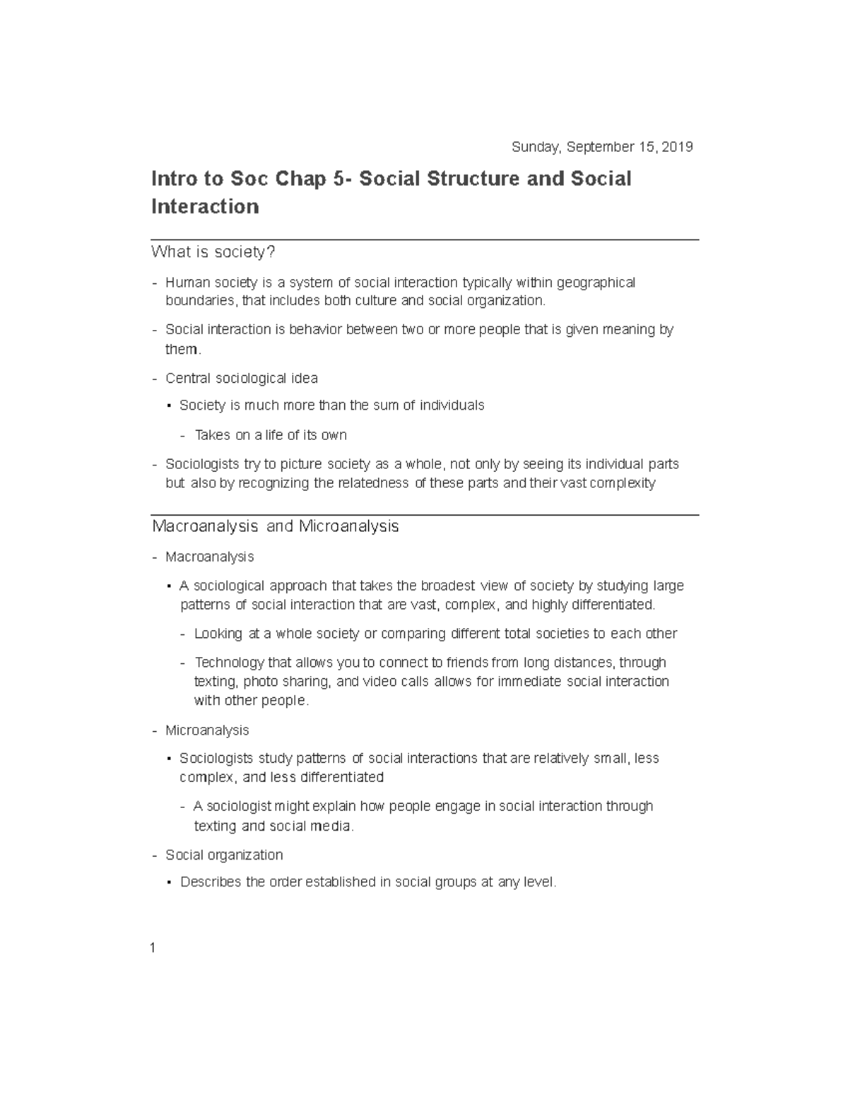 Chapter 5 and Chapter 6 - Sociology The Essentials Text - Sunday ...