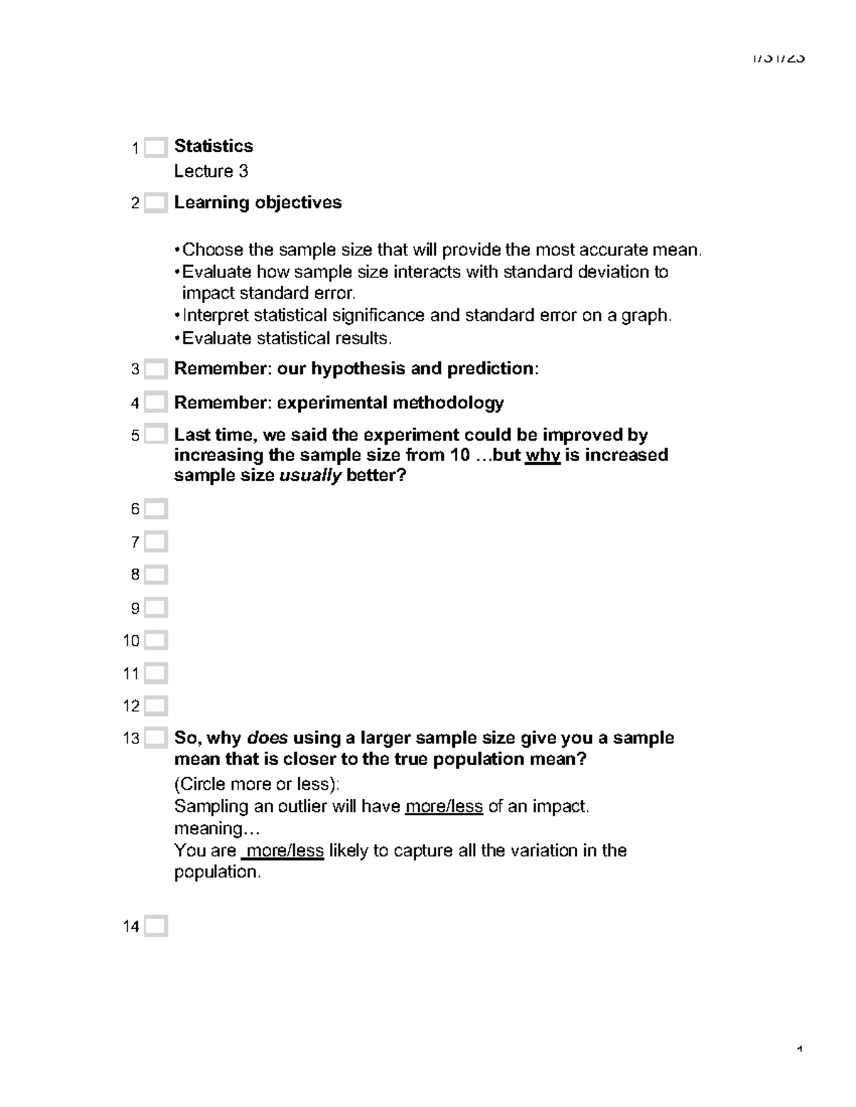 3``1 - Statistics Notes - 1/31/ 1 Statistics Lecture 3 Learning ...