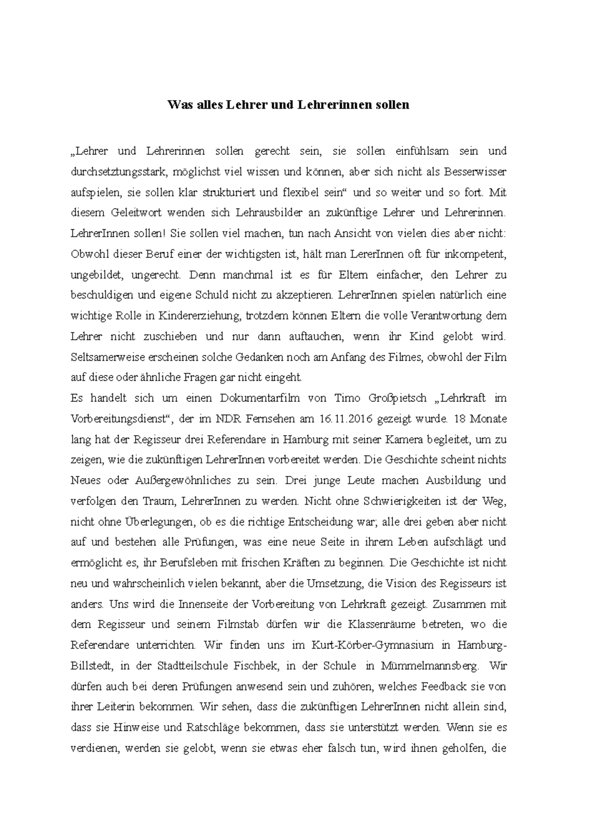 Filmkritik Lehrkraft im Vorbereitungsdienst - Was alles Lehrer und ...