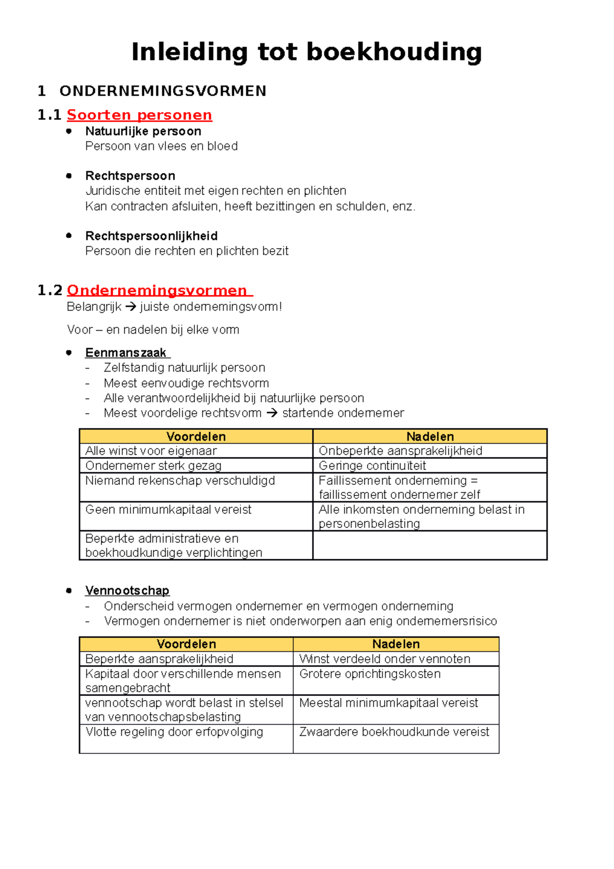 Inleiding tot boekhouding - Rechtspersoonlijkheid Persoon die rechten ...
