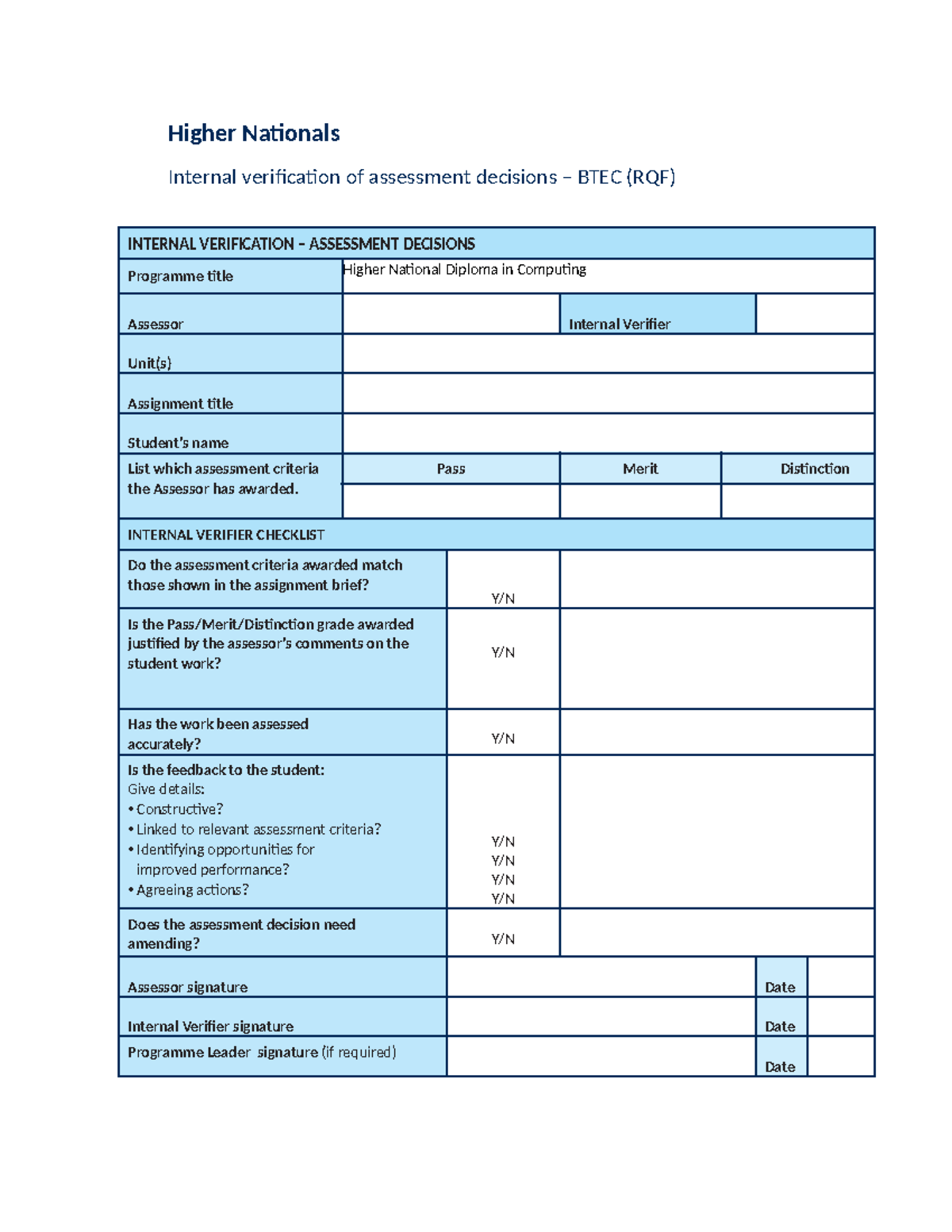 New Microsoft Word Document - Higher Nationals Internal verification of ...