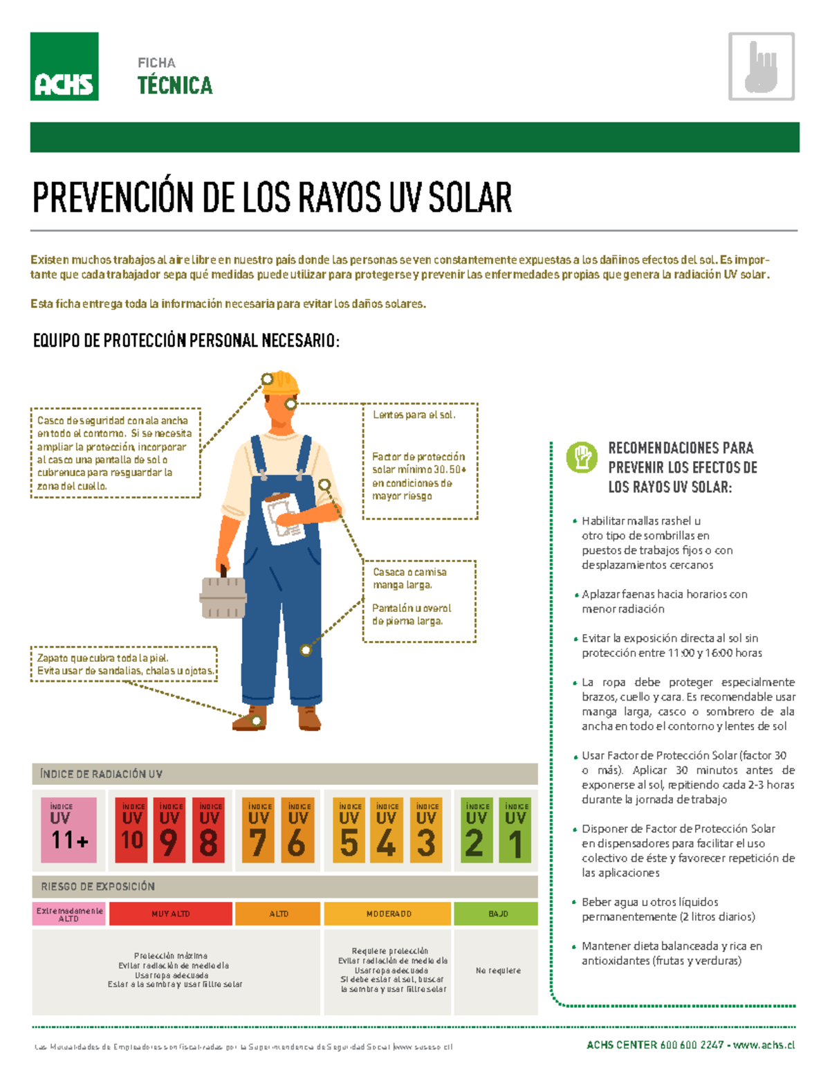 Ficha tecnica prevencion de los rayos uv solar - EQUIPO DE PROTECCIÓN PERSONAL NECESARIO ...