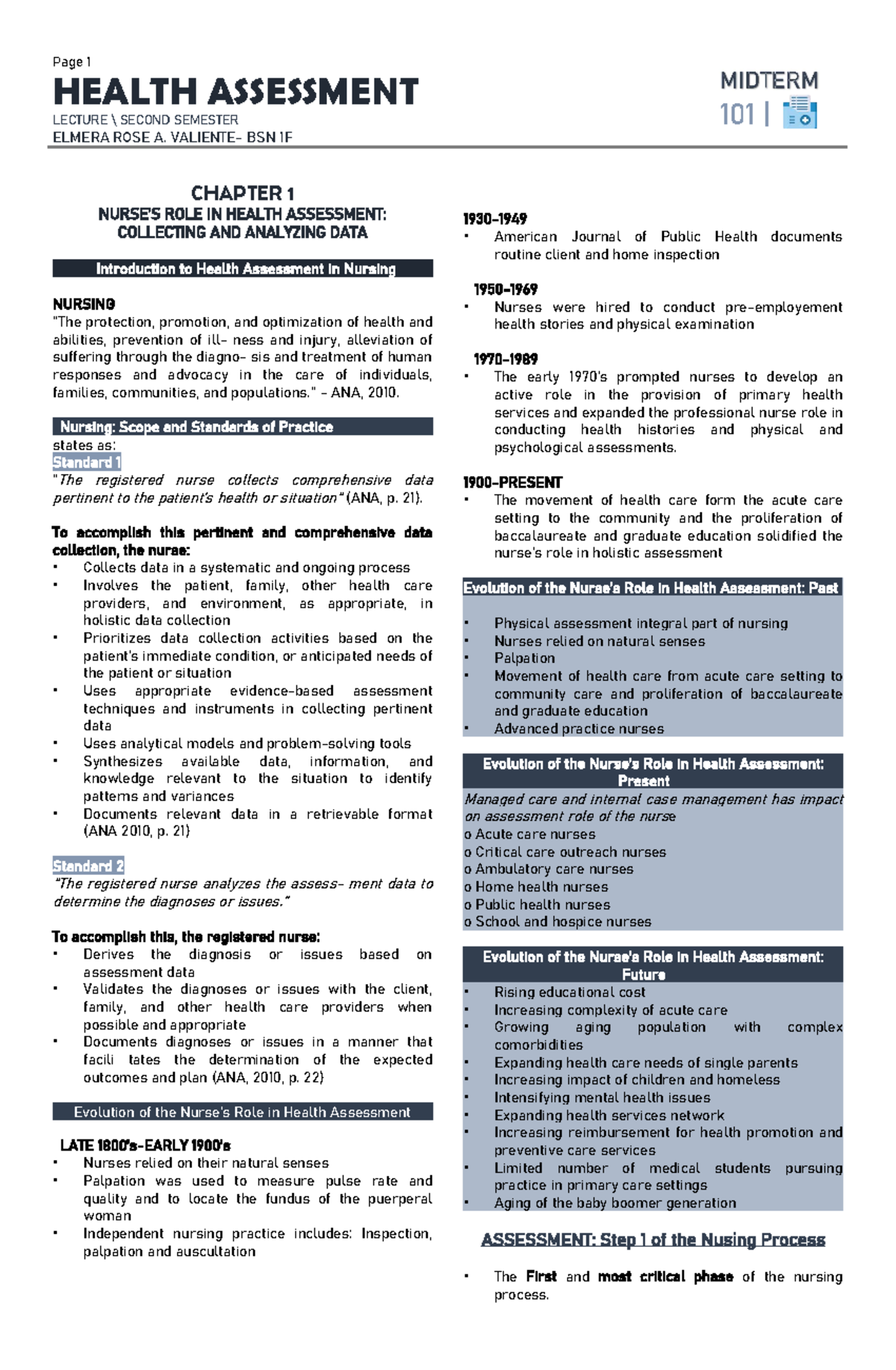 Health Assessment Transes final - HEALTH ASSESSMENT LECTURE \ SECOND ...