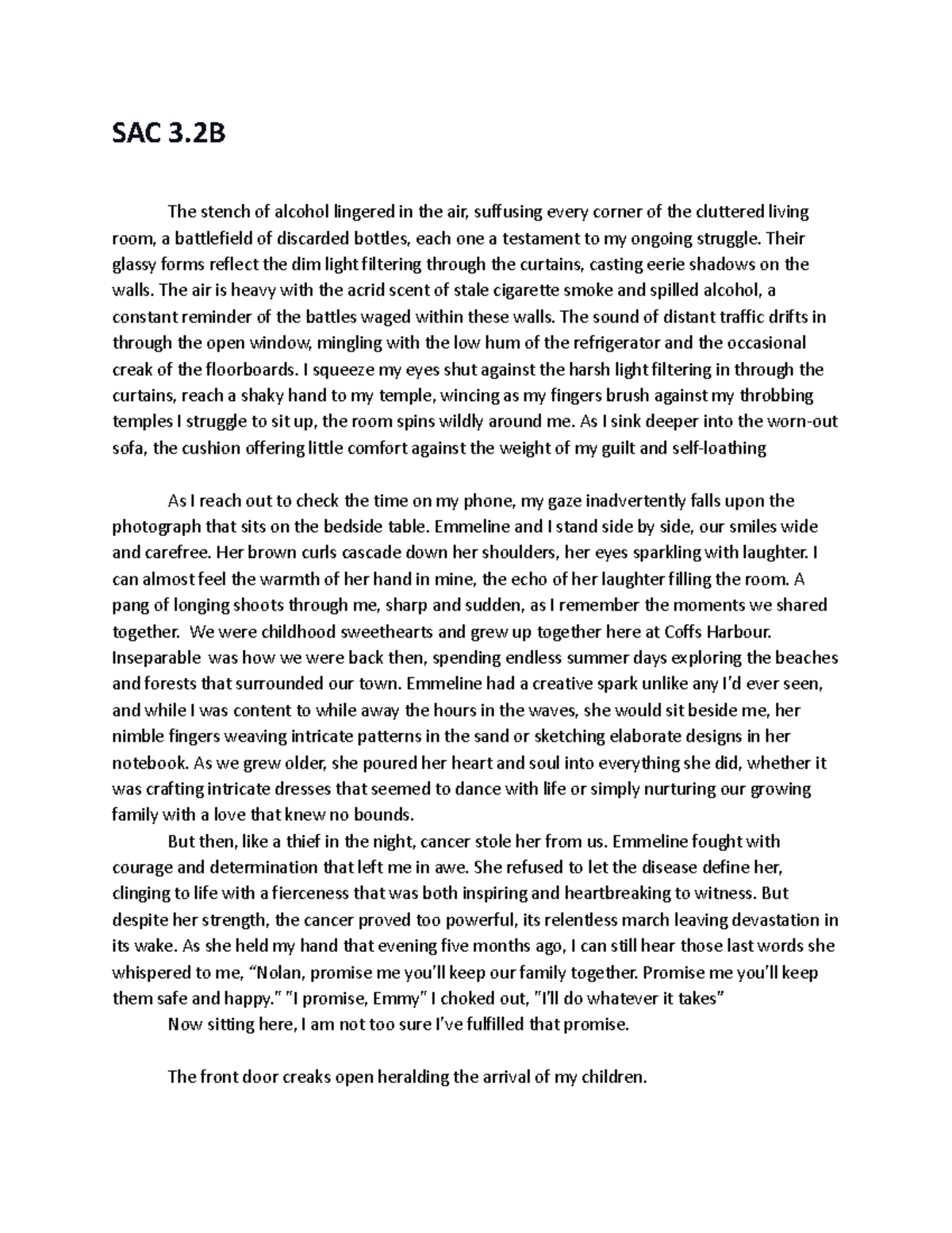 SAC 3.2B ENG Draft - Creating Texts Example Essay - SAC 3 The stench of ...