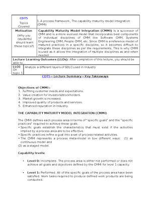 Personal and team process models - CDT9 - LECTURE SUMMARY CDT Topics ...