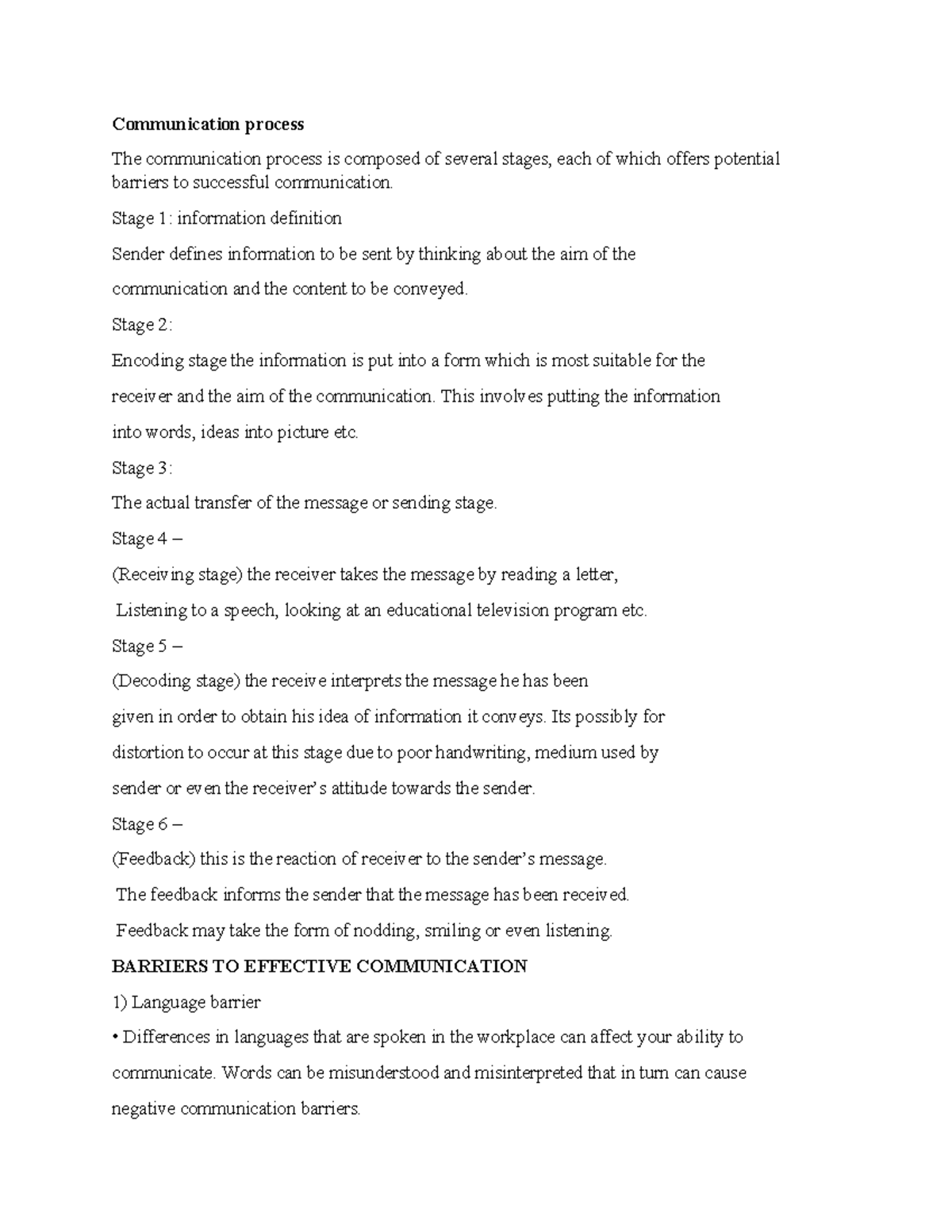 Communication process notes - Communication process The communication ...