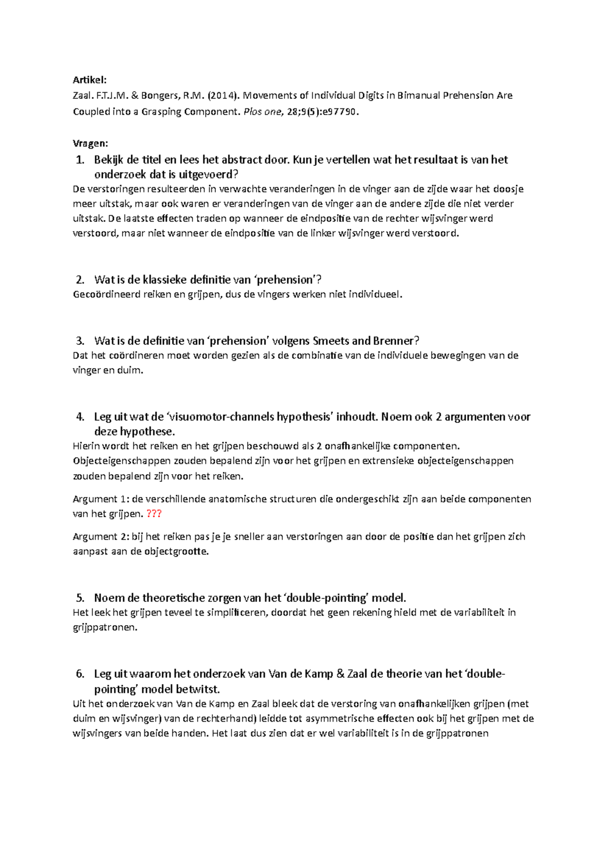 Hulpvragen artikel hoorcollege 7 en 8 - Artikel: Zaal. F.T.J. & Bongers ...
