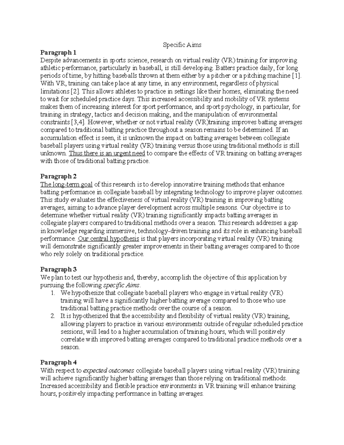 Specific aims - Specific Aims Paragraph 1 Despite advancements in ...