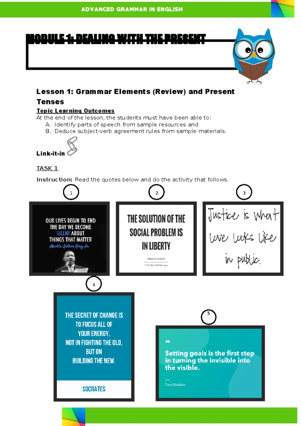 answers - IS 104 Module 1 only - MODULE 1 : DEALING WITH THE PRESENT 1 ...