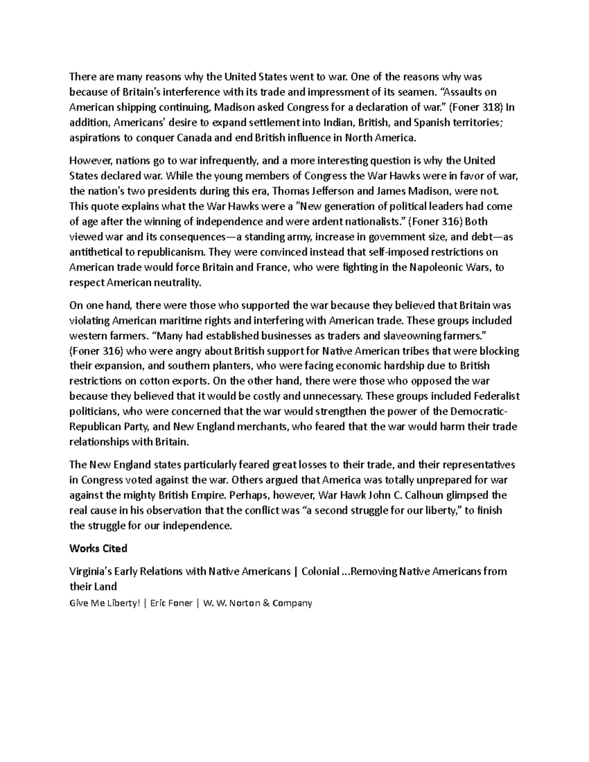 War of 1812 - History assignment paper - There are many reasons why the ...