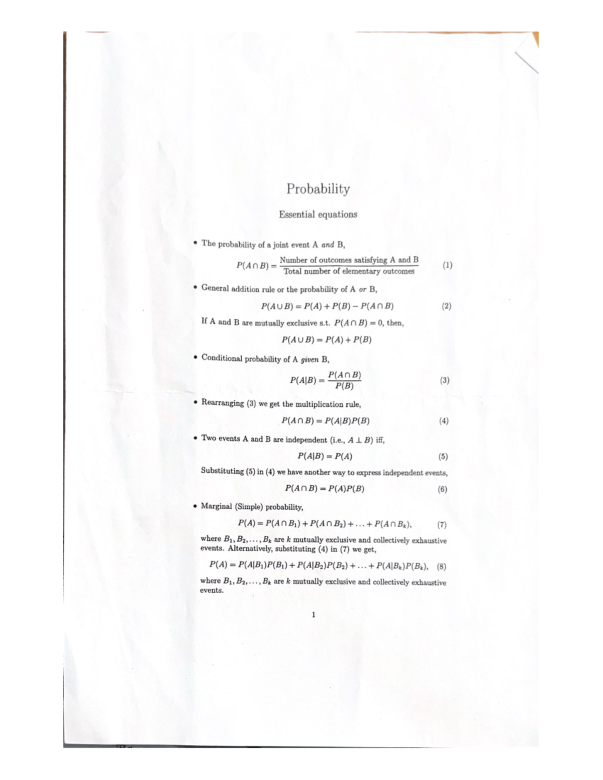 Probability formulas - STATS 101 - Studocu