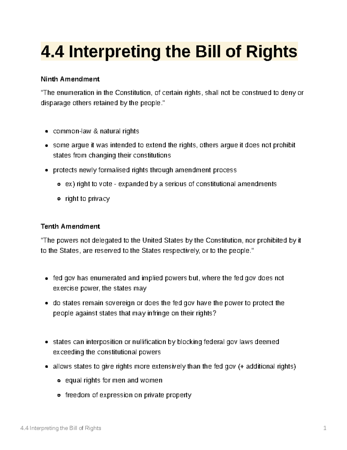 4 - Summary and bullet point notes of key information in chapter 4.4 ...