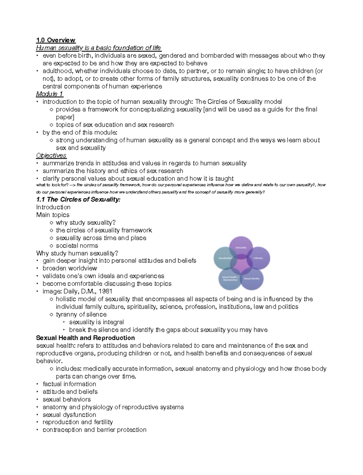 Human Sexuality 206 First Few Lecture Notes From Online Course 1