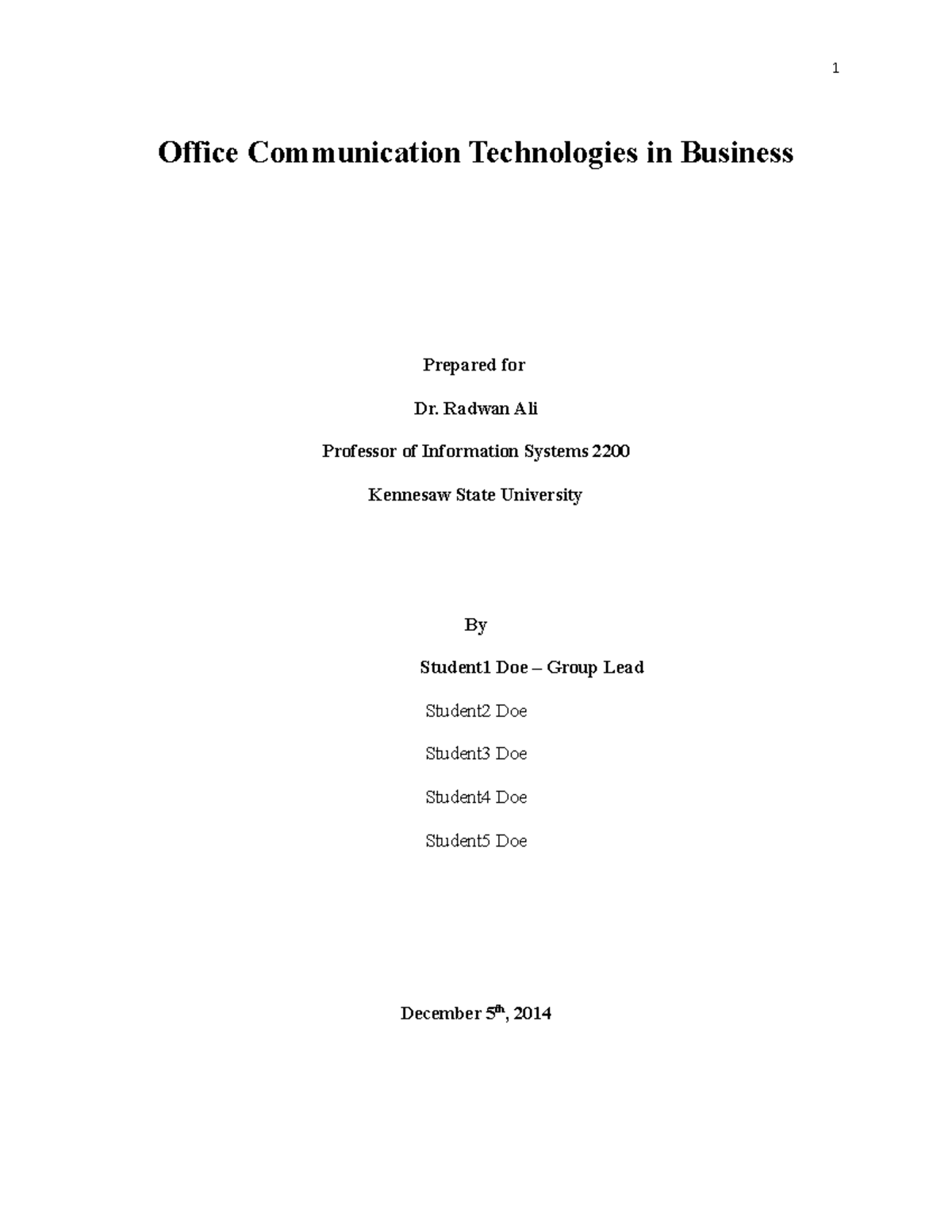 Sample-Report-3 - example of report - 1 Office Communication ...