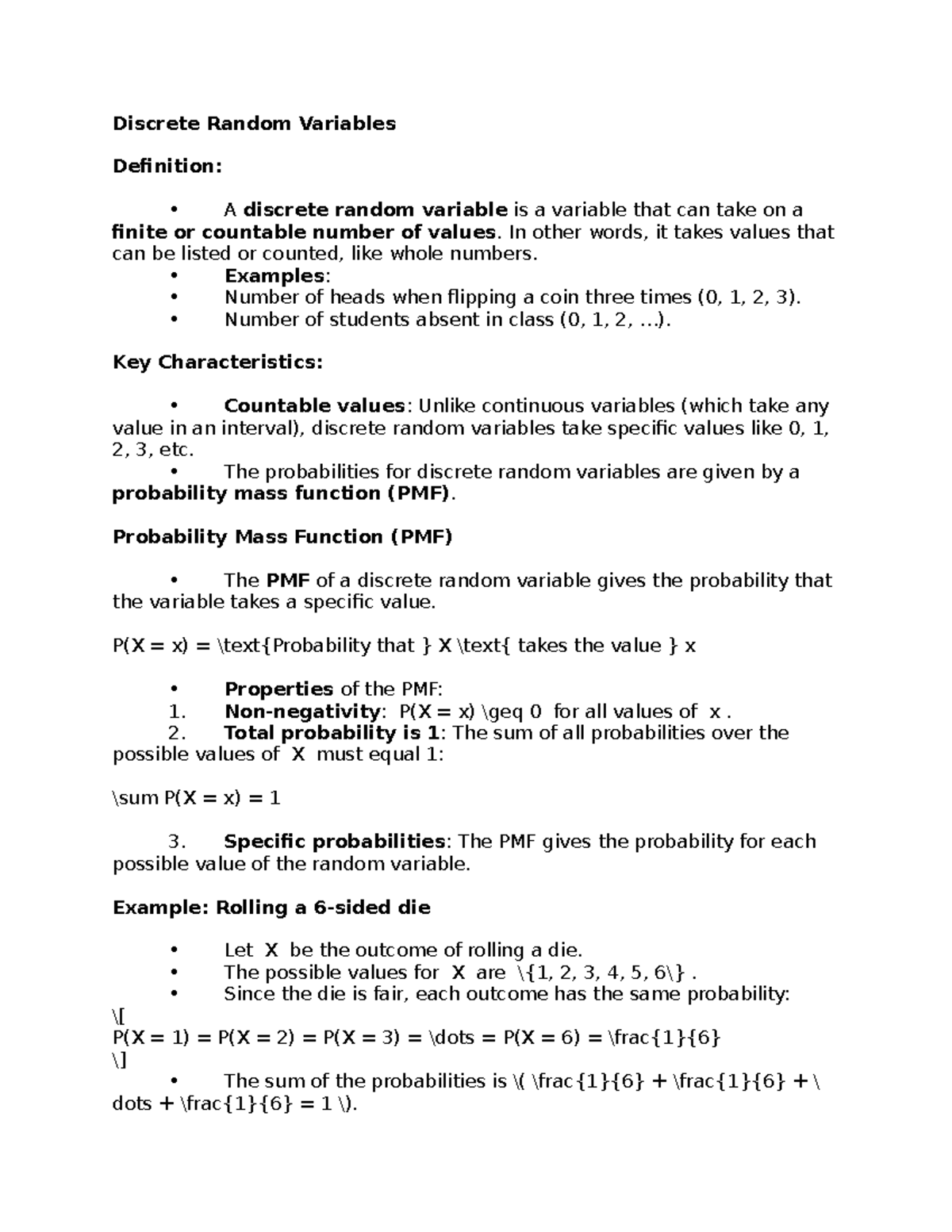Discrete Random Variables Discrete Random Variables Definition A Discrete Random Variable