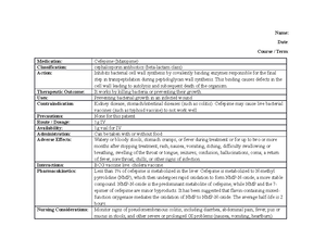 Ativan - Medication card - Name: Date: Course / Term: Medications Card ...