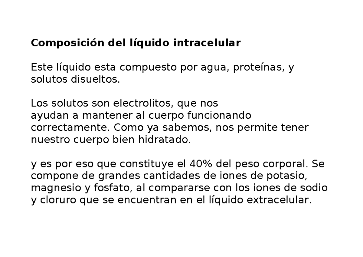 Composición del líquido intracelular - Composición del líquido ...