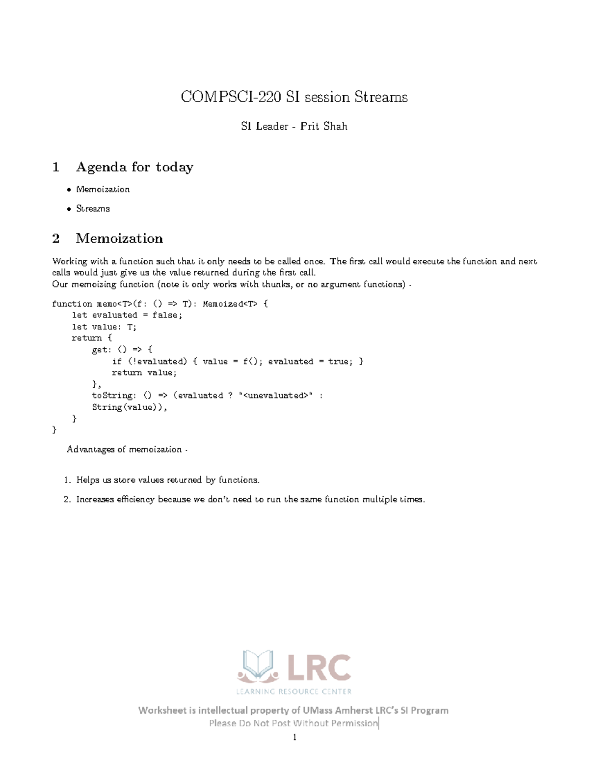 SI session Streams-1 - This is an important note - COMPSCI-220 SI ...