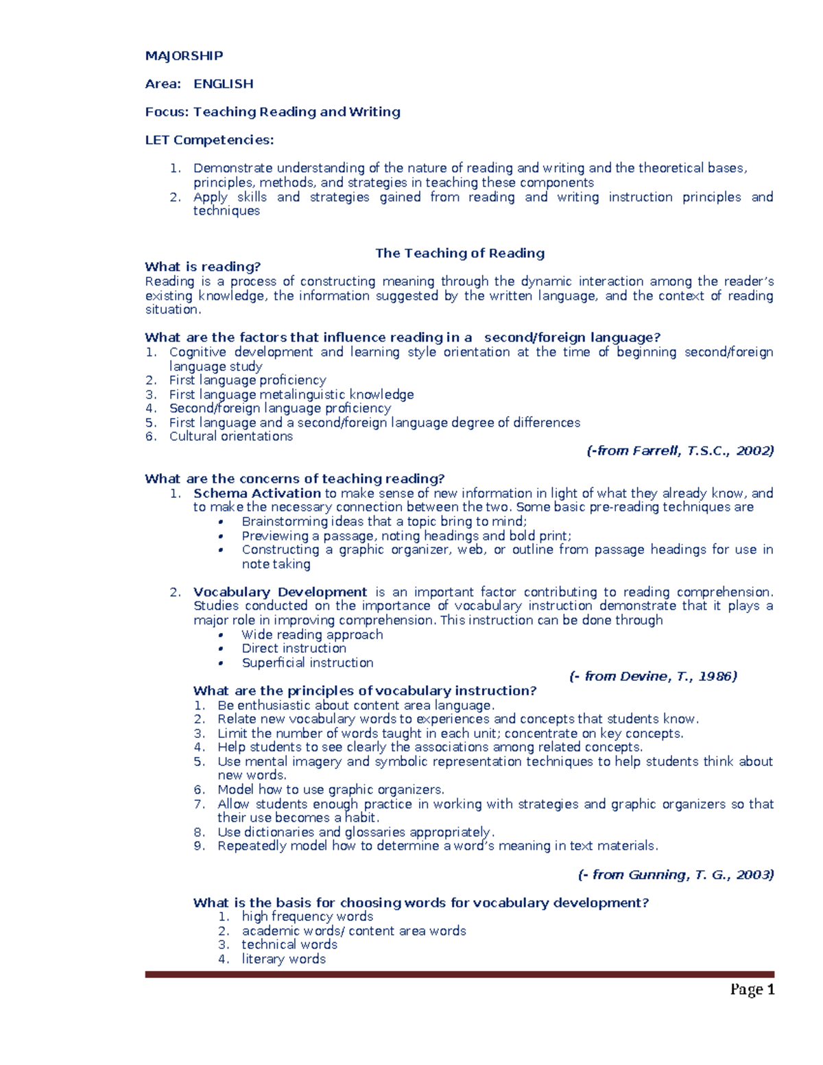 4 - 1. Demonstrate understanding of the nature of reading and writing ...