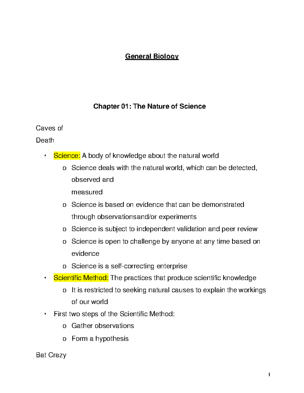 Spring Biology Notes and Guides - General Biology Caves of Death ...