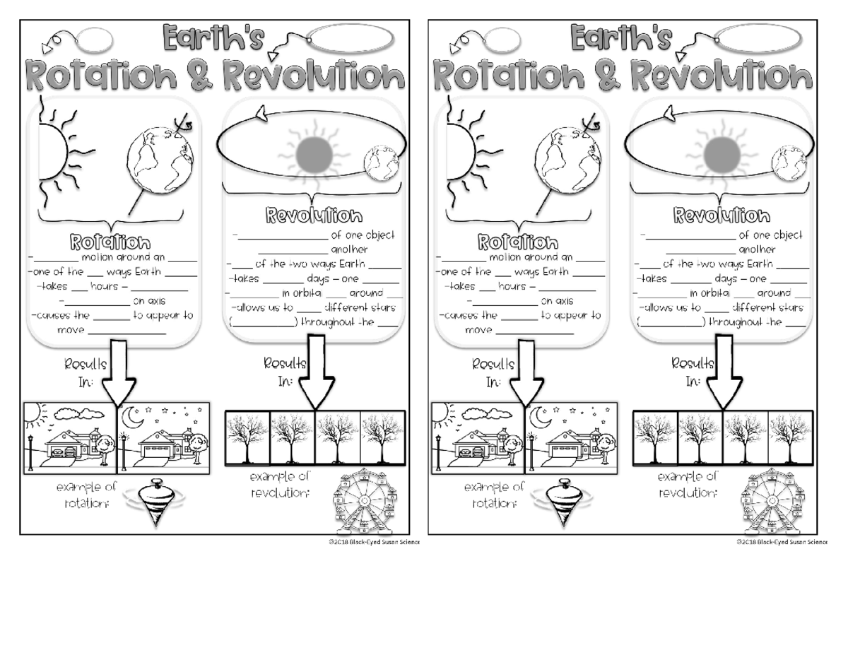 Earth's Rotation & Revolution Notes 2 sided - Rotation Revolution ...