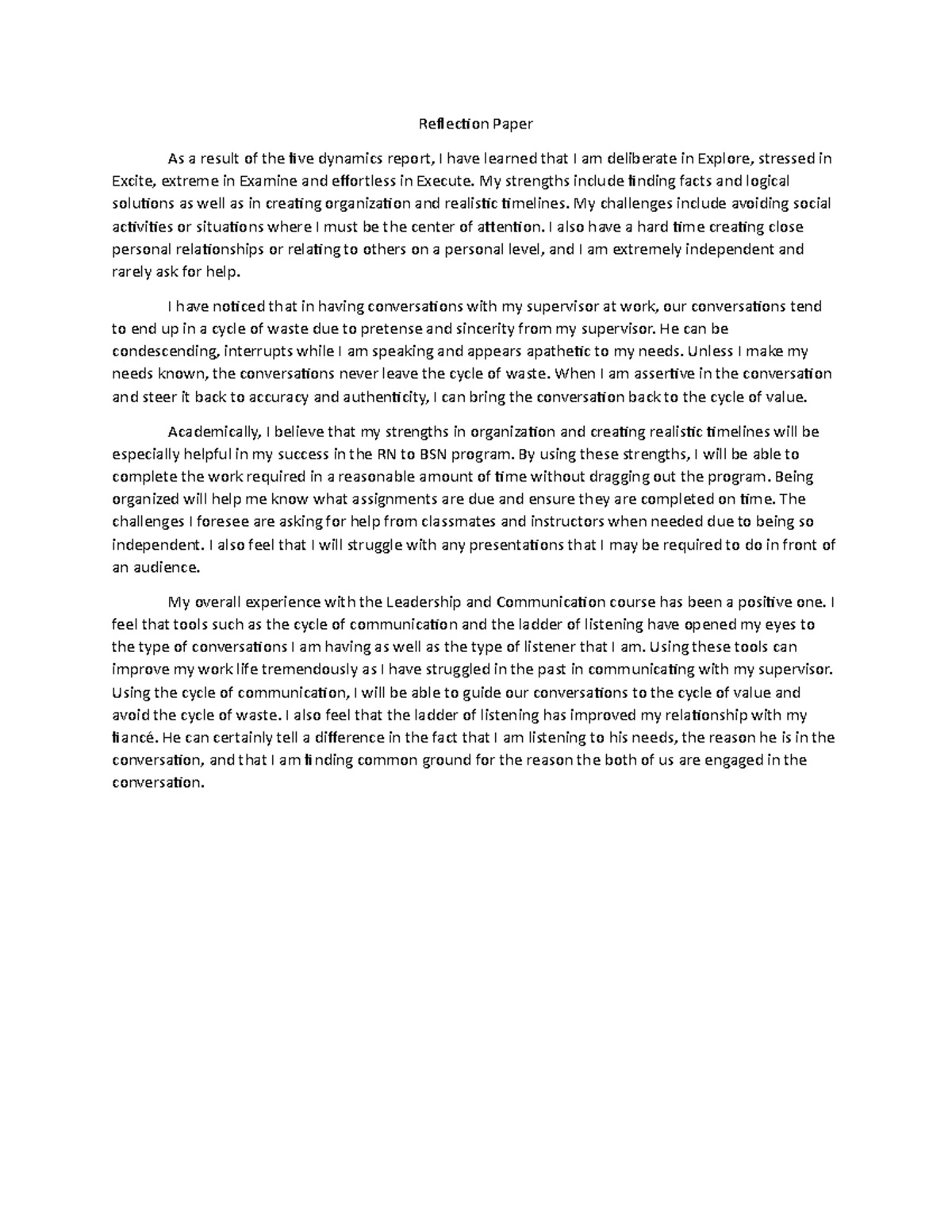 Reflection Paper - Grade: pass - Reflection Paper As a result of the ...