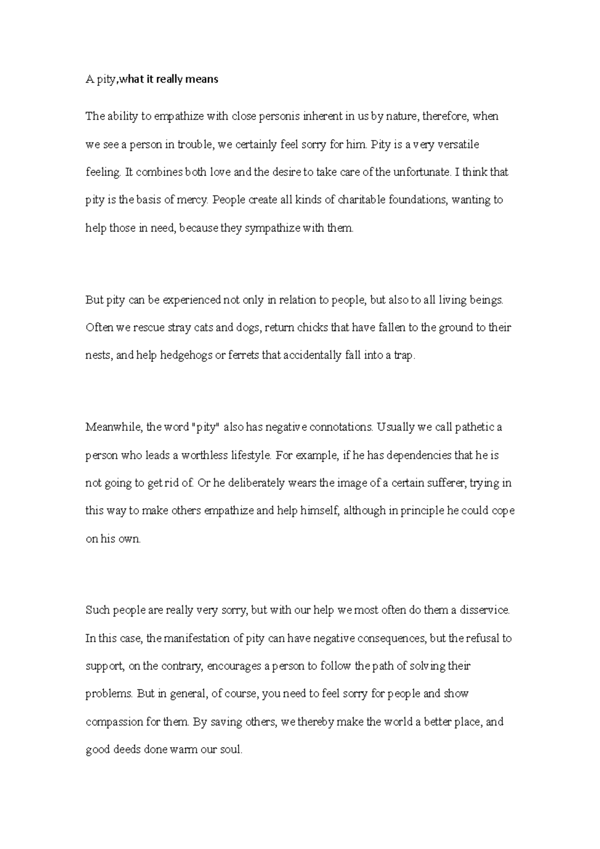 4.A pity,what it really means - A pity,what it really means The ability ...