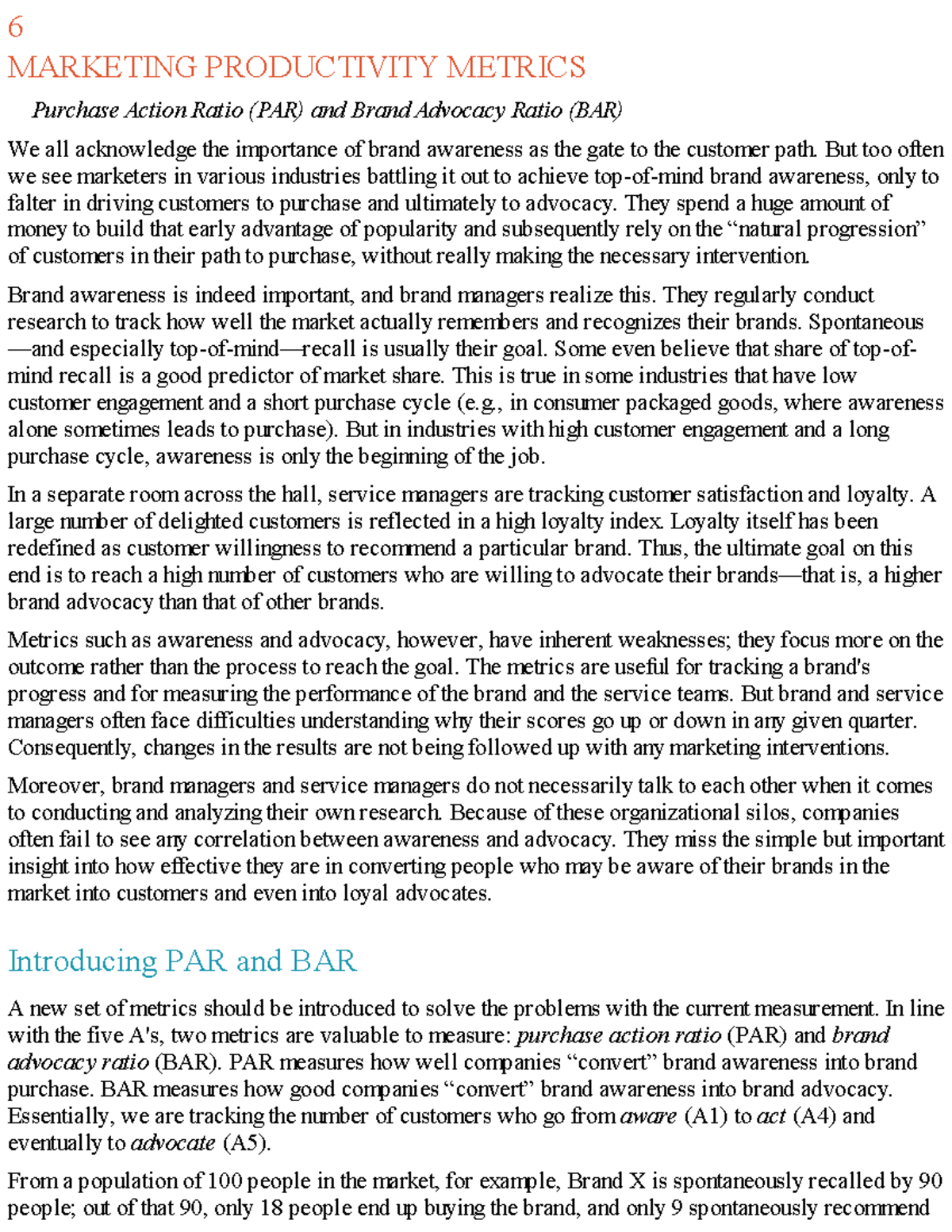 MARKETING PRODUCTIVITY METRICS - 6 MARKETING PRODUCTIVITY METRICS ...