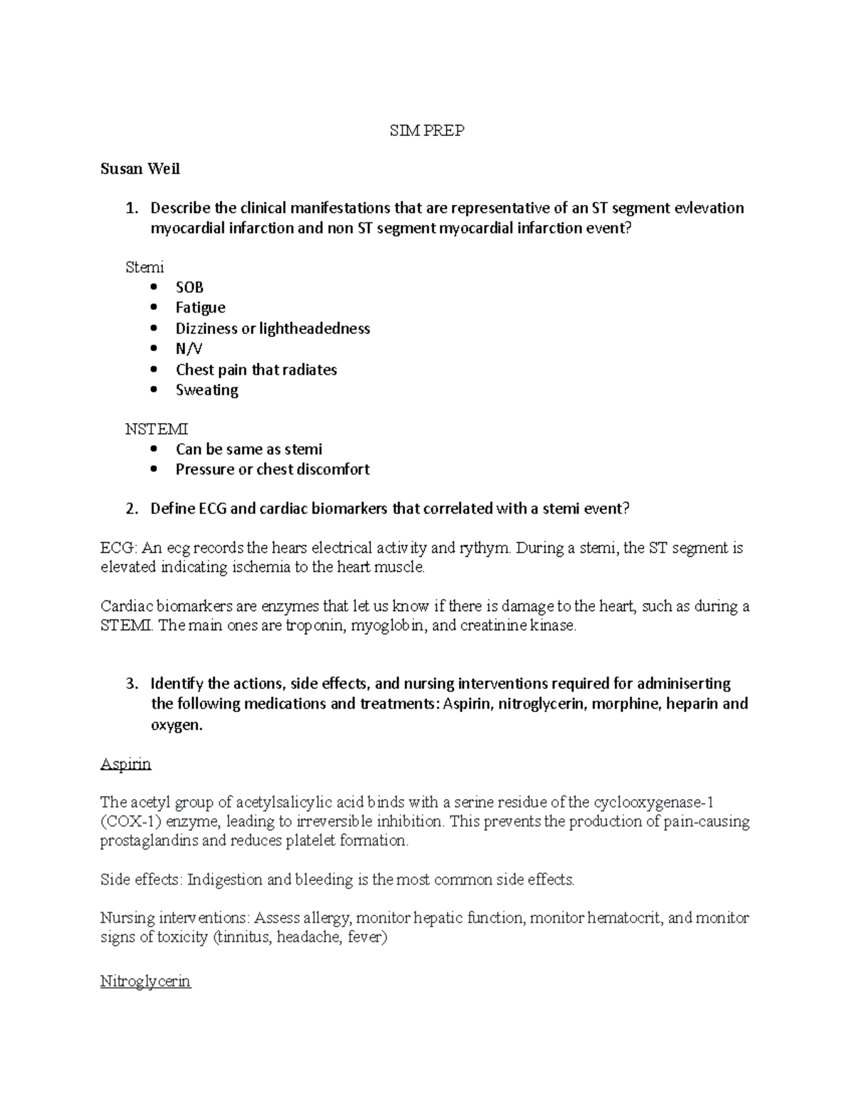Sim prep nr 341 - sim prep for nr 341 - SIM PREP Susan Weil 1. Describe ...