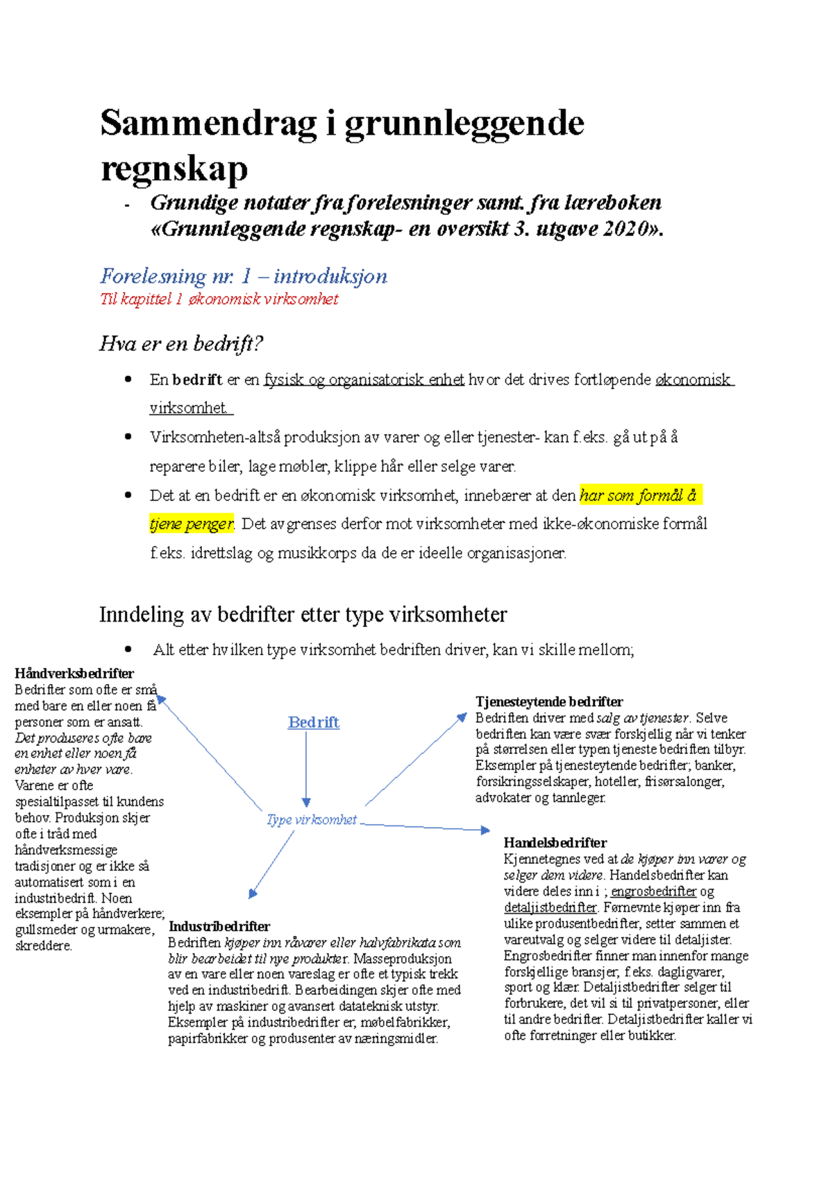 Sammendrag i grunnleggende regnskap - Sammendrag i grunnleggende regnskap Grundige notater fra ...