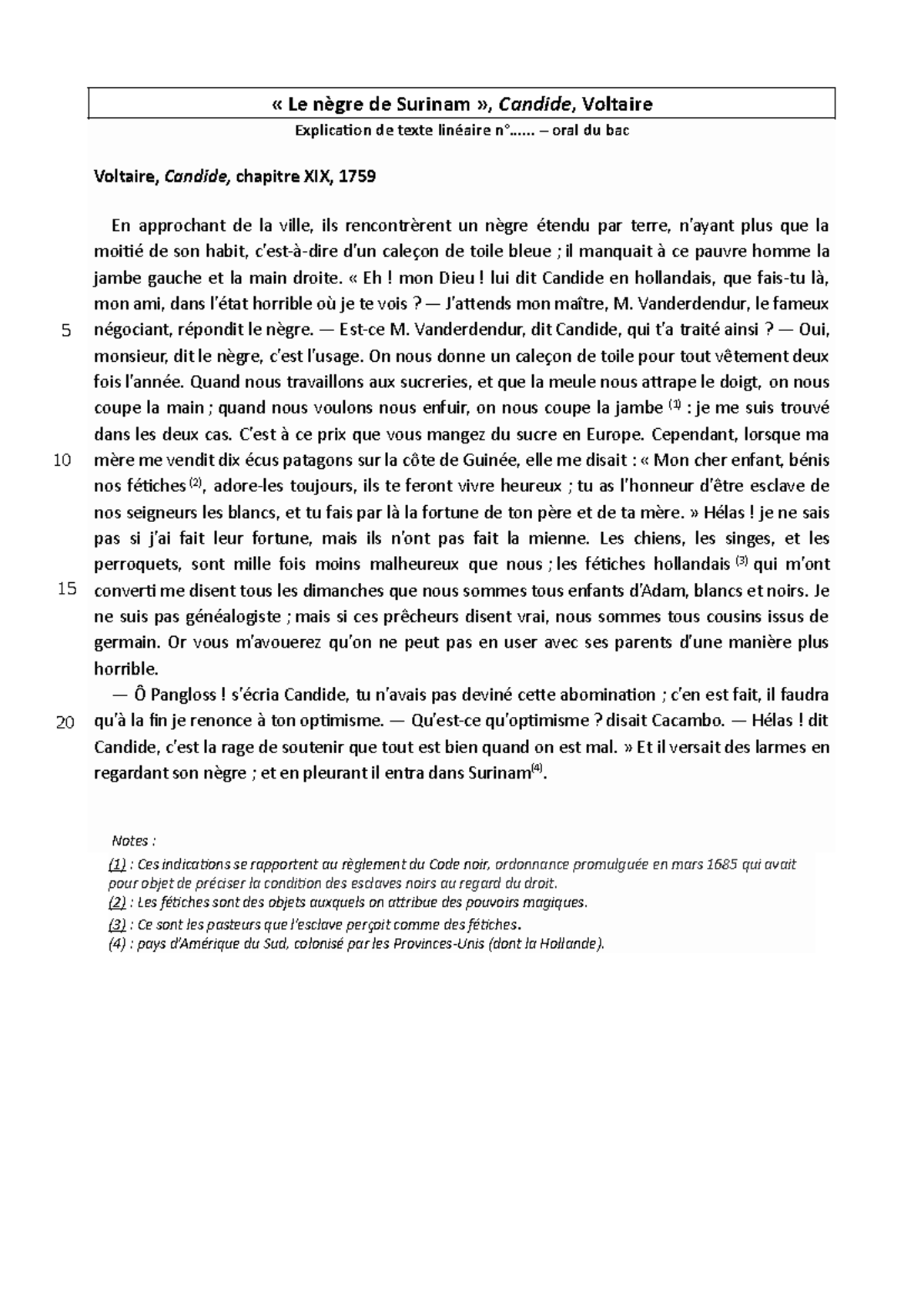 ET le nègre de Surinam - Correction lynaire - « Le nègre de Surinam ...