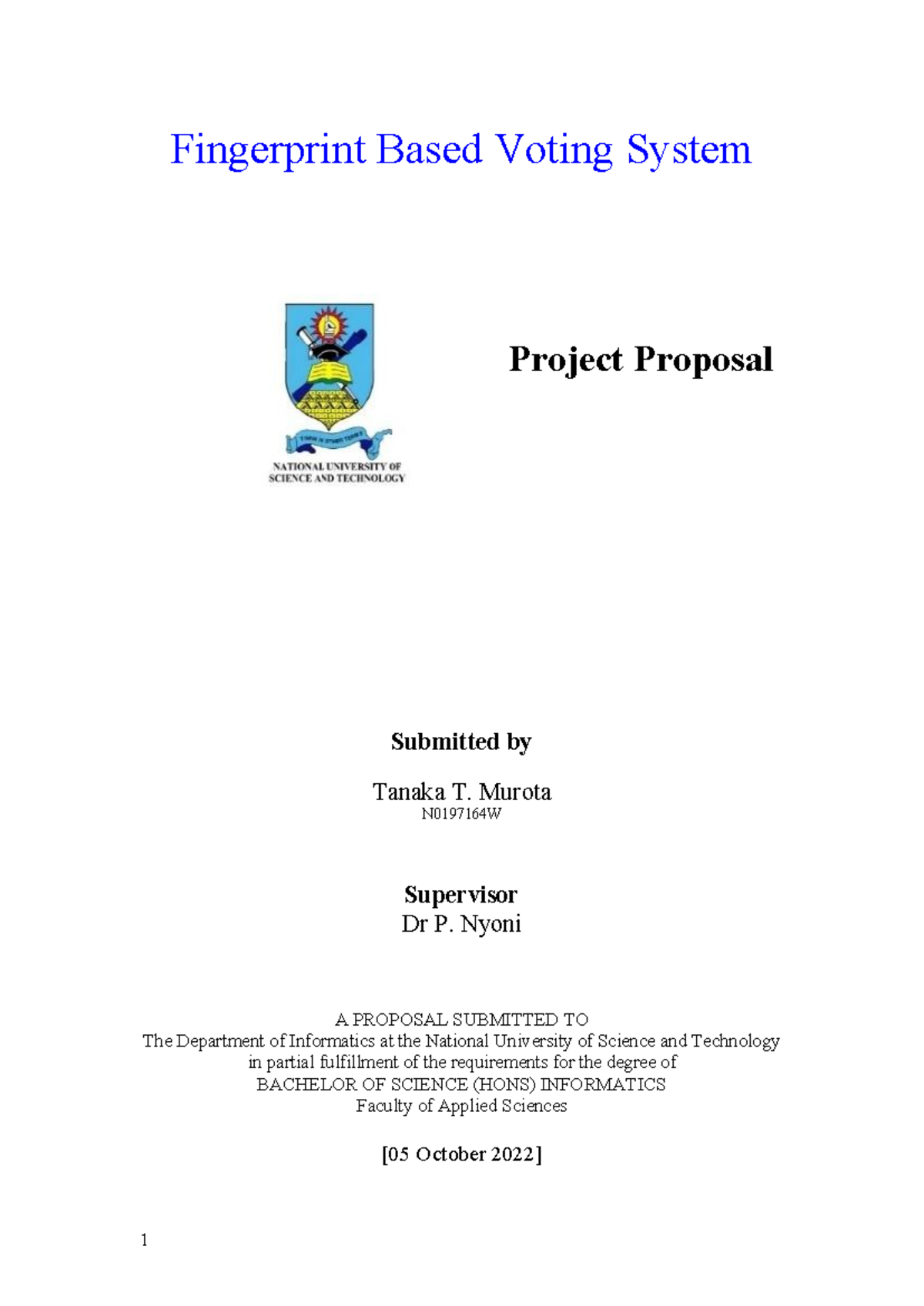 Project Proposal Fingerprint Voting - Fingerprint Based Voting System ...