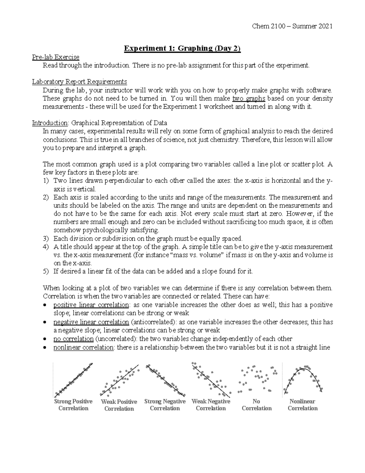 2100 Lab Manual Exp 1 Graphing (Su21) - Experiment 1: Graphing (Day 2 ...