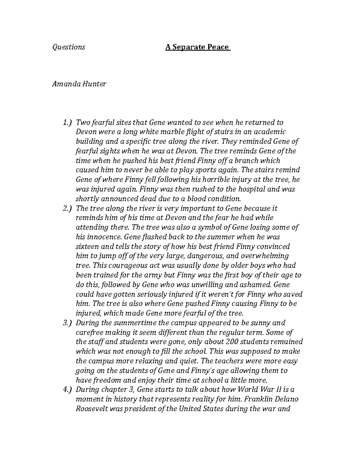 Questions a seperate peace again - Questions A Separate Peace Amanda ...
