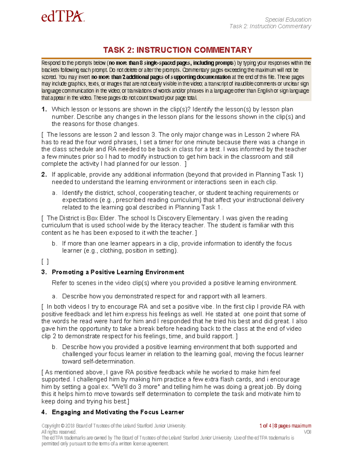 Part B Instruction Commentary Task2 - Task 2: Instruction Commentary TASK 2: INSTRUCTION ...