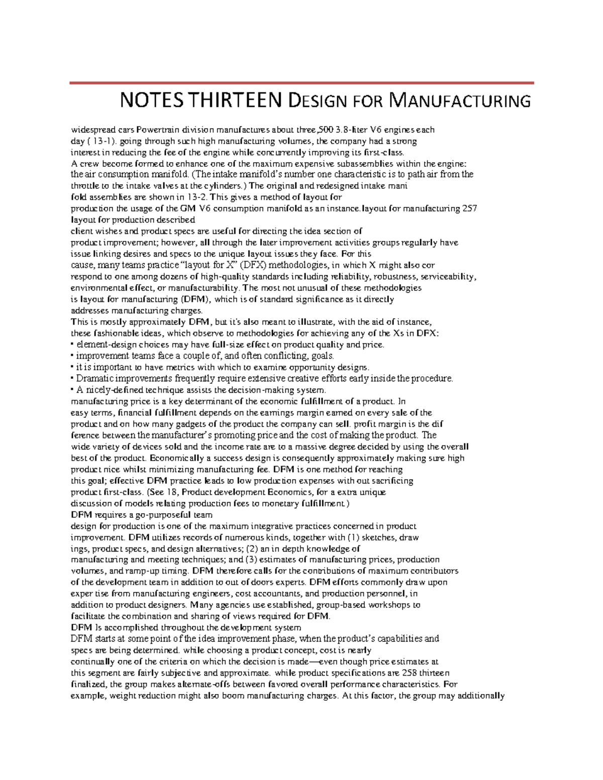 Notes Thirteen Design for Manufacturing - NOTES THIRTEEN DESIGN FOR ...