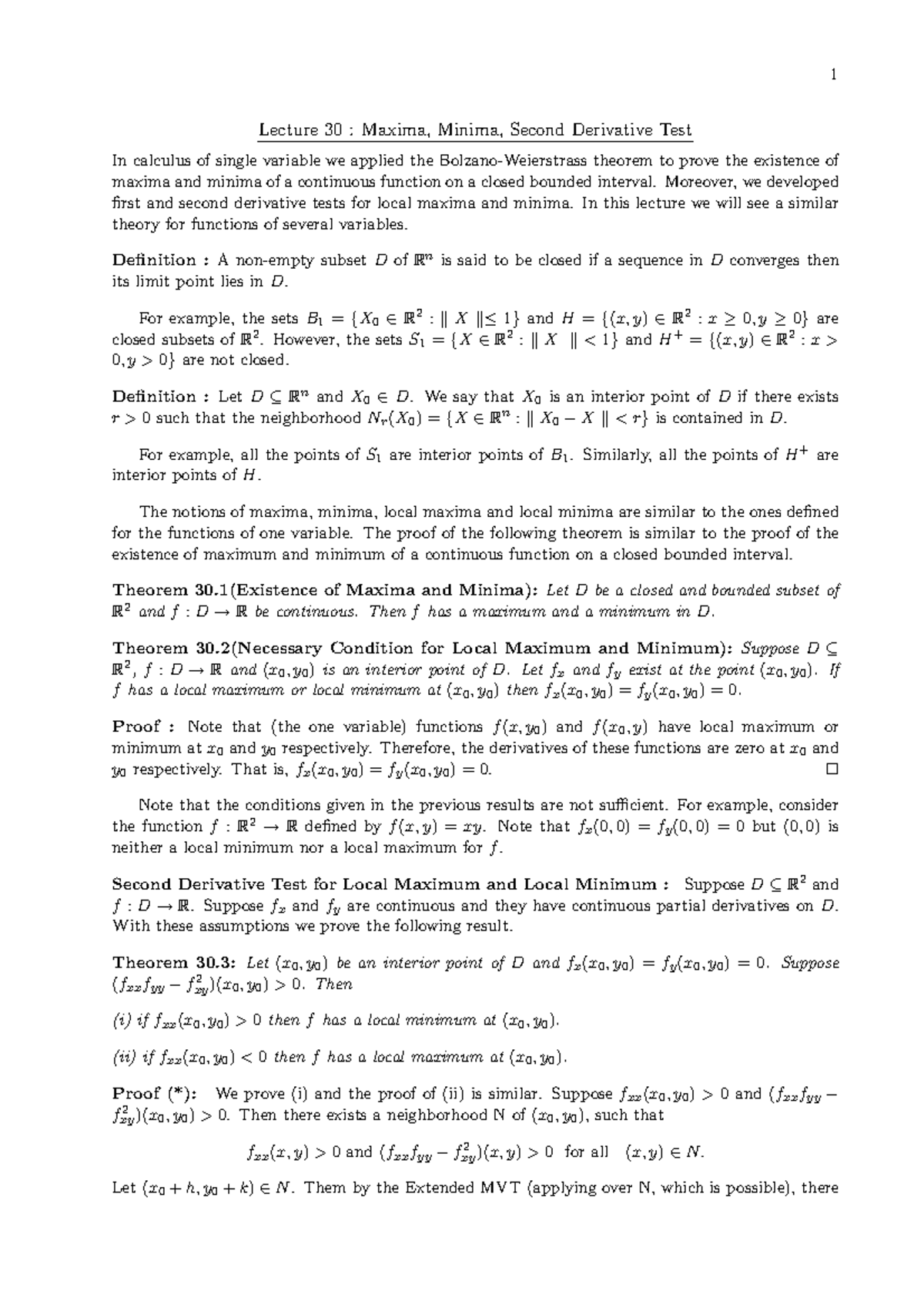 Maxima, Minima, Second Derivative Test - Moreover, we developed first ...