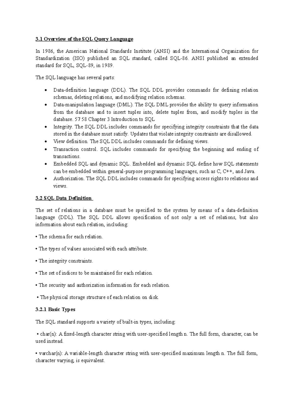Unit 2,3 rdbms - 3 Overview of the SQL Query Language In 1986, the ...